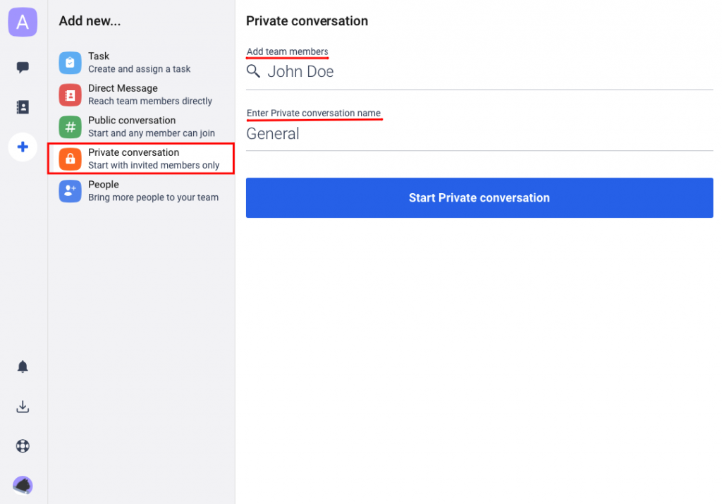 Create a conversation – Сhanty Help Center