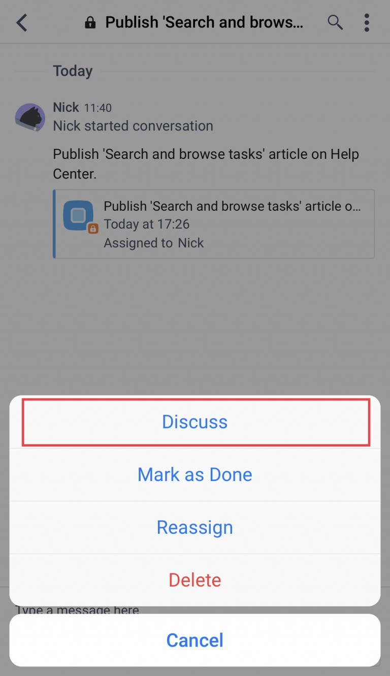 Discuss a task – Сhanty Help Center