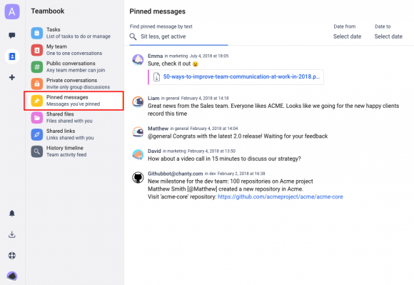 Pin important messages – Сhanty Help Center