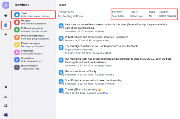 Filter tasks – Сhanty Help Center