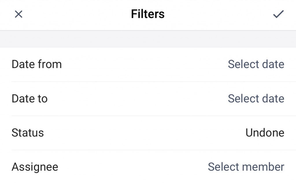 Filter tasks – Сhanty Help Center