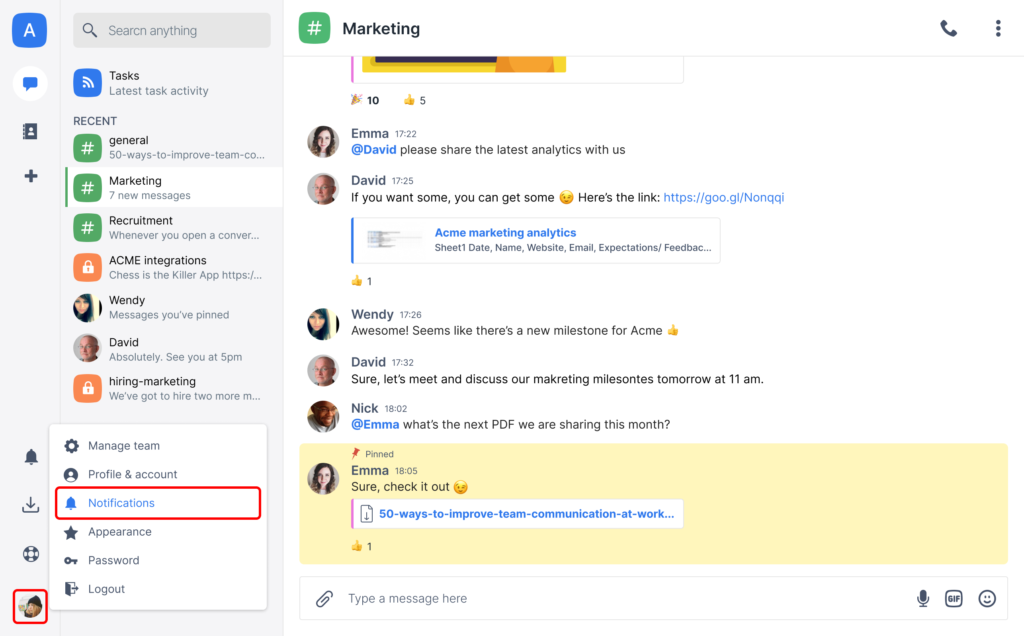 Manage Notifications – Сhanty Help Center